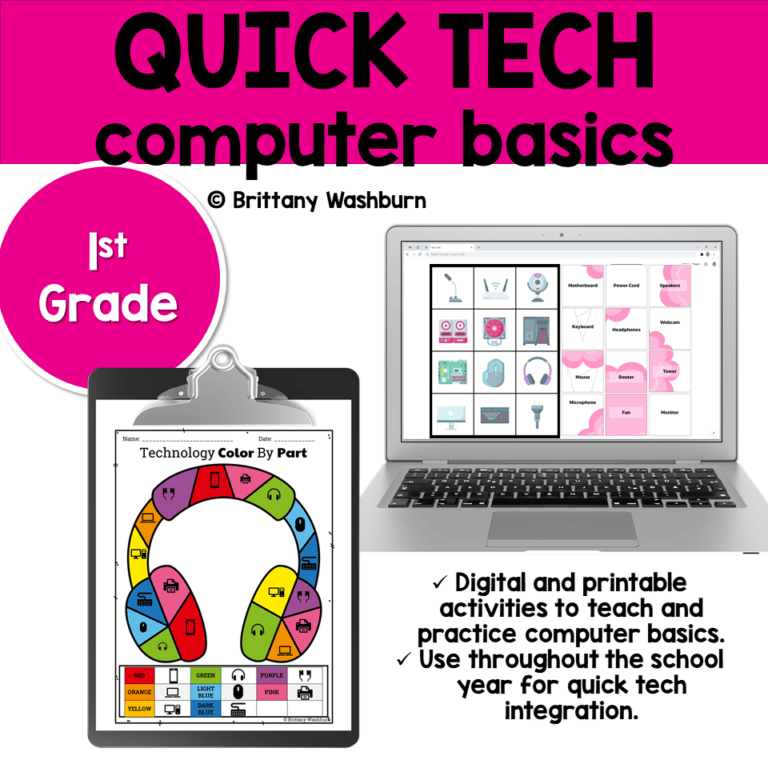 Computer Basics Activities Quick Tech 1st Grade