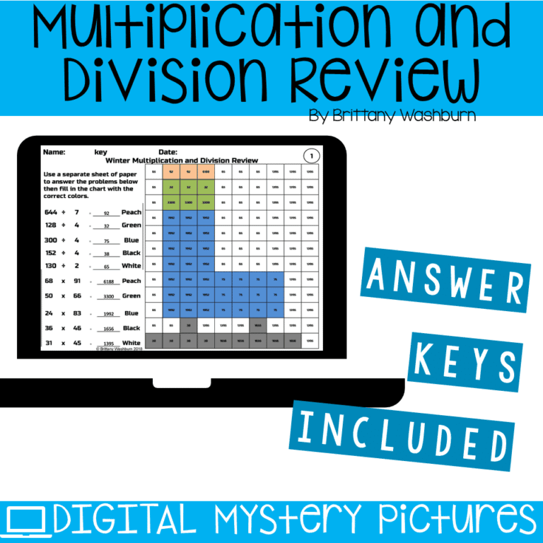 Winter Themed Multiplication and Division Practice DIGITAL Mystery Pictures