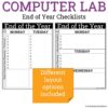 End of Year Checklists for the Computer Lab