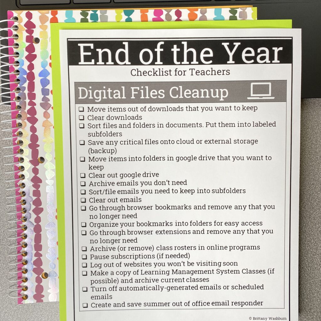 End of Year Checklists for the Computer Lab