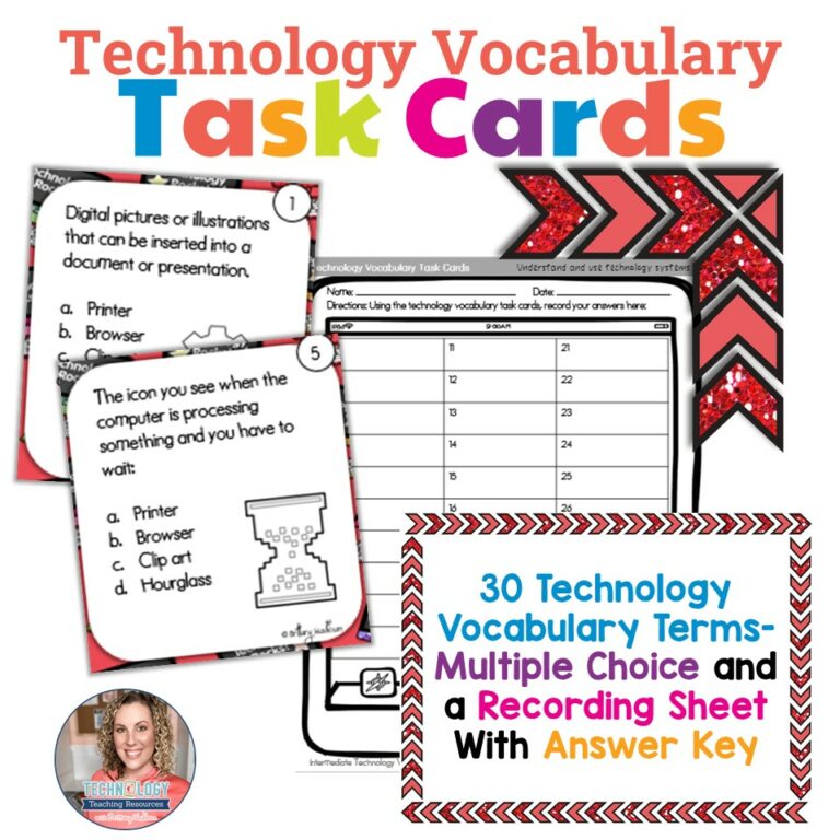 Technology Vocabulary Task Cards for Students