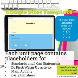 Google Site Template for Computer Lab Classes | Units Format