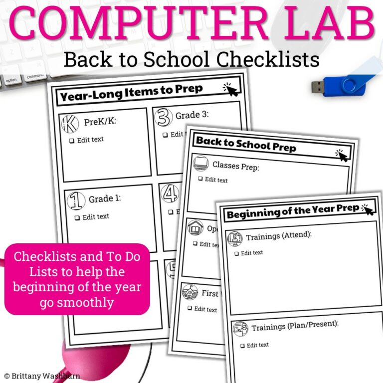 Back to School Checklists for Technology Teachers