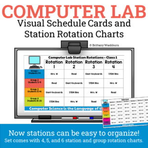 Computer Lab Schedule Cards and Station Rotation Charts