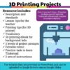 3D Printing Lesson and 3 Leveled Tasks