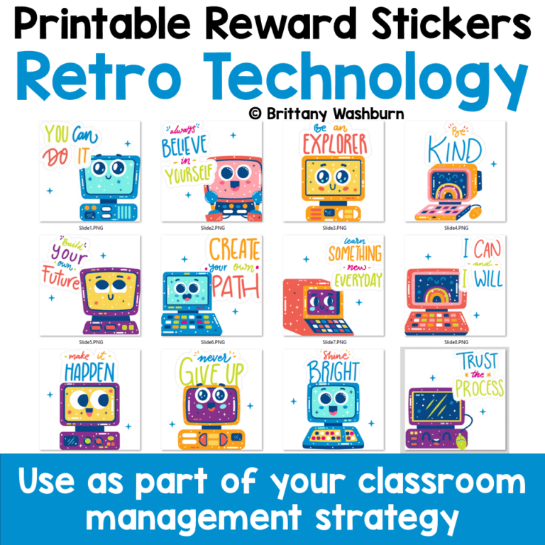 Retro Technology Printable Reward Stickers