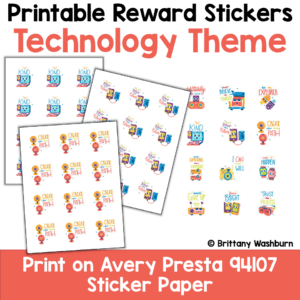 Technology Themed Printable Reward Stickers