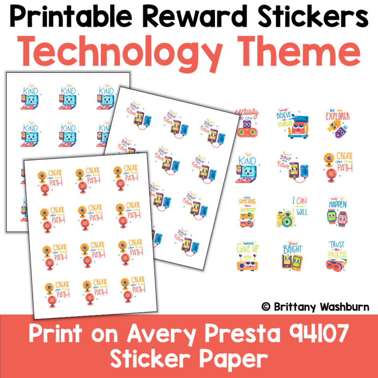 Technology Themed Printable Reward Stickers