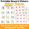 Robot Themed Printable Reward Stickers for Classroom Management