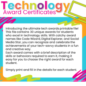 Technology Skills Award Certificates